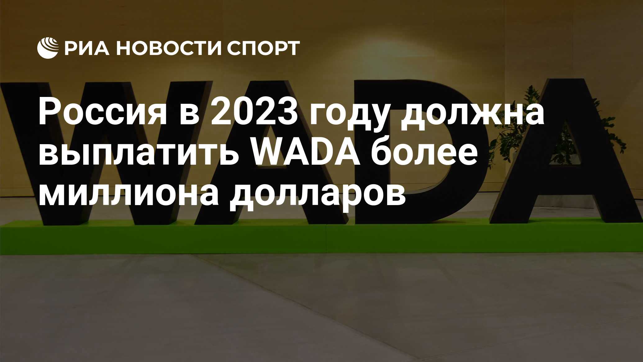 Россия в 2023 году должна выплатить Wada более миллиона долларов РИА