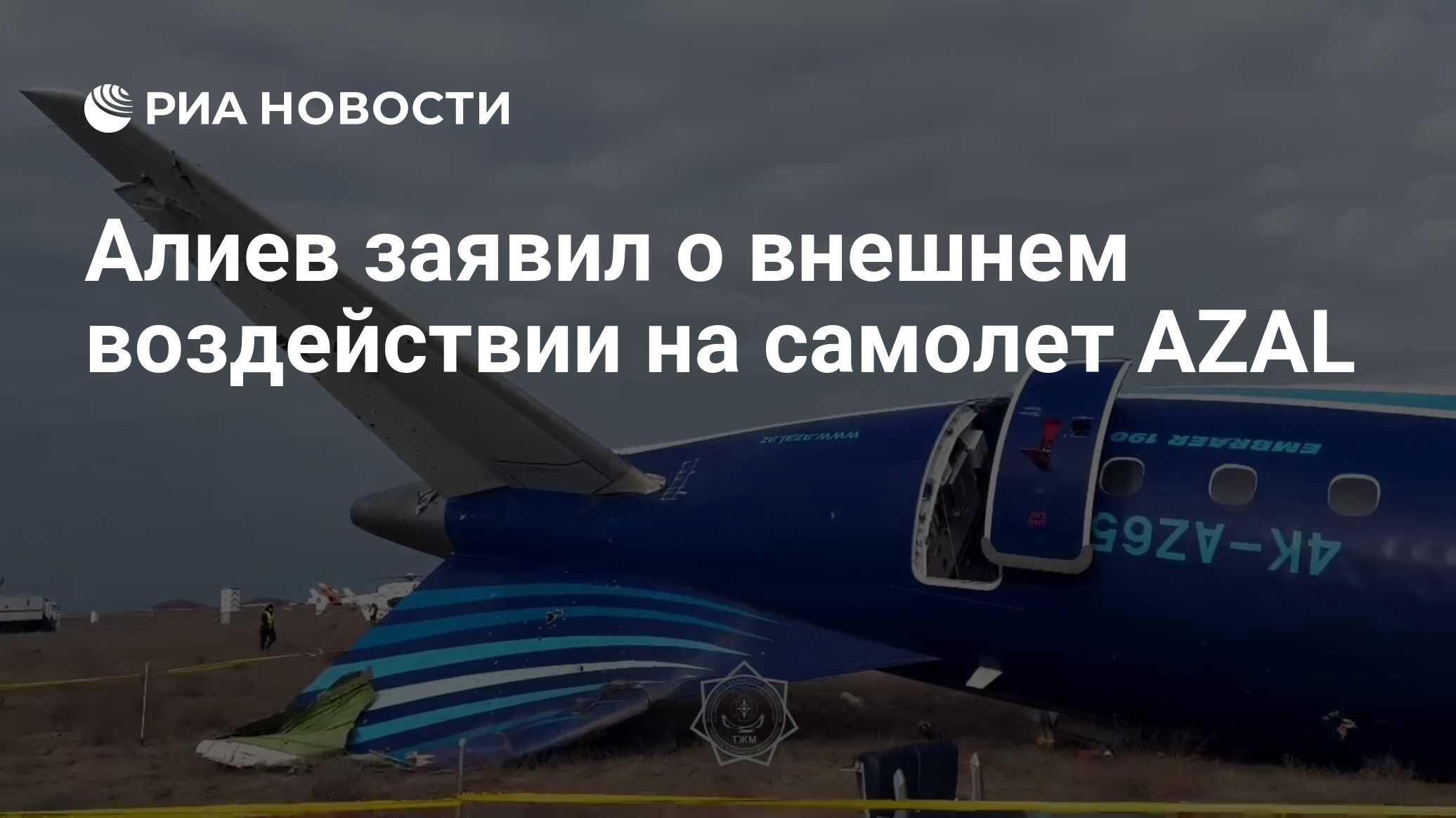 Алиев заявил о внешнем воздействии на самолет AZAL - РИА Новости, 28.12.2024
